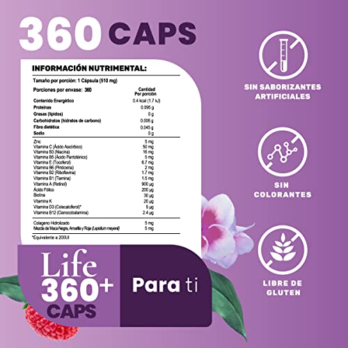 Life360+ Womens Multi para 360 días. Multivitaminico para Mujer con Bi ...